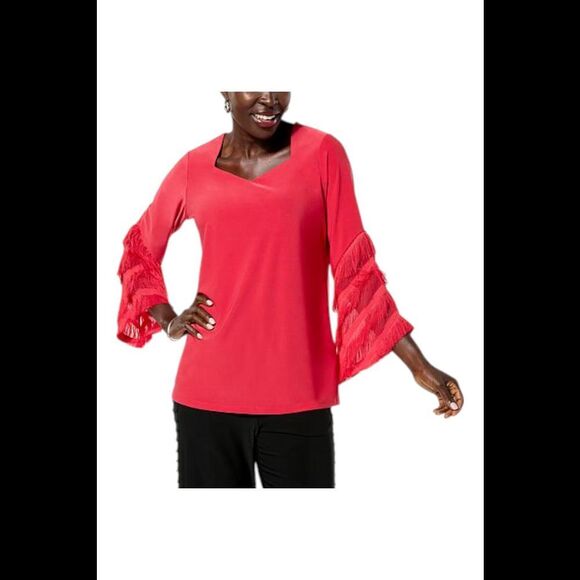 Antthony | Tops | Antthony Womens Eyelash Knit Bellsleeve Blouse Red ...